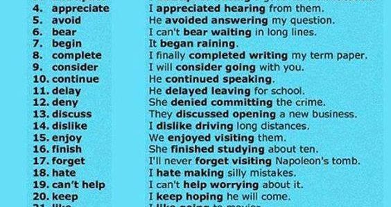followed by gerund | Vocabulary Home